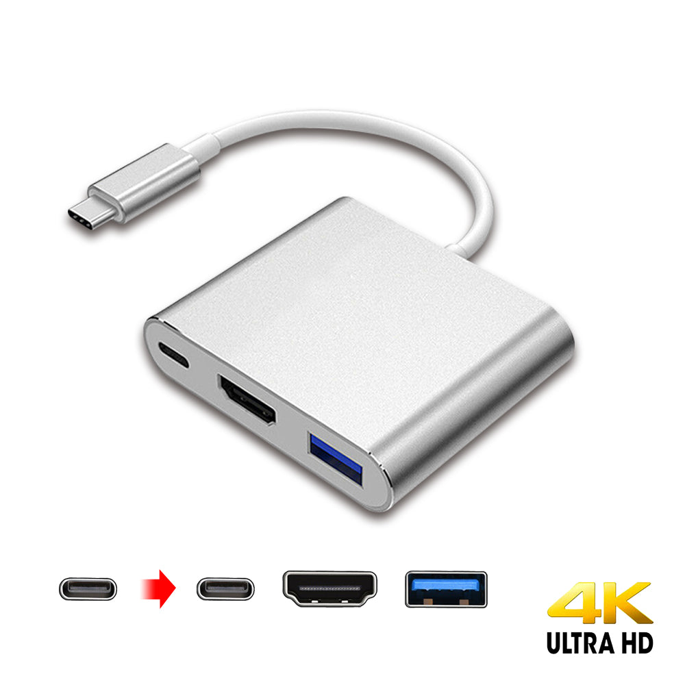 3 in 1 USB 3.1 Type-C USB-C to Female HUB 4K HD HDMI Data Charging Cab ...